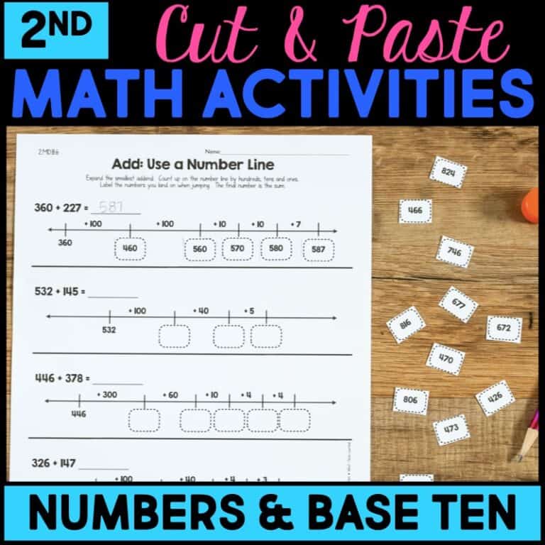 Cut and Paste Math Activities for Second Grade BUNDLE