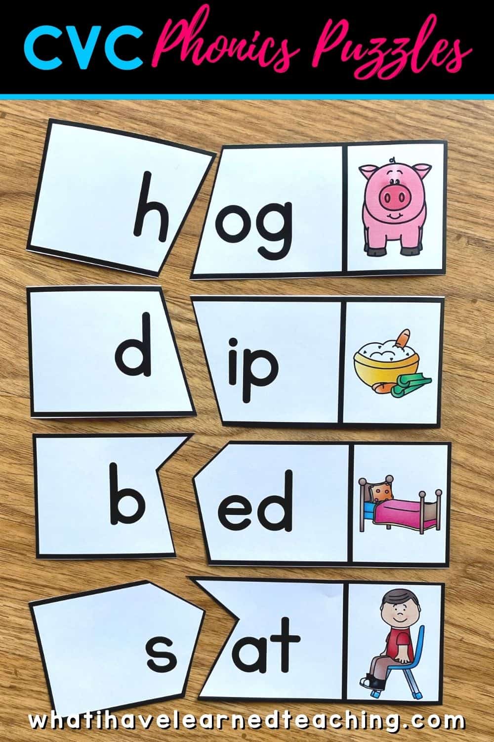 CVC Word Phonics Puzzles by Sound & by Word Family